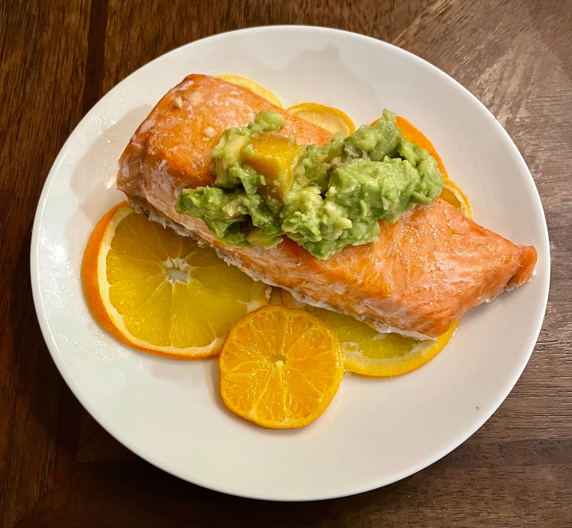 Slow Roasted Citrus Salmon with Mango Avacado Topping – Sena Sea